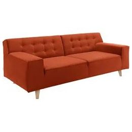 2-Sitzer Tom Tailor HOME "NORDIC CHIC" Sofas Gr. B/H/T: 186cm x 77cm x 91cm, Samtstoff TSV, orange (saffron tsv 17) im Retrolook, Füße Buche natur