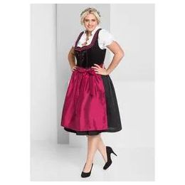 Dirndl sheego "Große Größen" Gr. 40, Normalgrößen, schwarz (schwarz, rot) Damen Kleider mit Schürze und Bluse 3tlg.