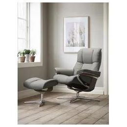 Relaxsessel stressless "Mayfair" Sessel Gr. ROHLEDER Stoff Q2 FARON, Cross Base Wenge, Relaxfunktion-Drehfunktion-PlusTMSystem-Gleitsystem-BalanceAdaptTM, B/H/T: 92cm x 103cm x 79cm, grau (grey q2 faron) mit Cross Base, Größe S, M & L, Holzakzent Wenge