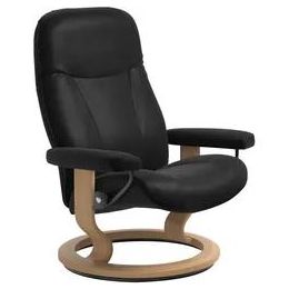 Relaxsessel stressless "Garda", schwarz (schwarz batick), B:76cm H:100cm T:71cm, Sessel, mit Classic Base, Größe M, Gestell Eichefarben