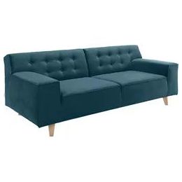 2,5-Sitzer Tom Tailor HOME "NORDIC CHIC" Sofas Gr. B/H/T: 206cm x 77cm x 91cm, Samtstoff TSV, grün (emerald tsv 3) im Retrolook, Füße Buche natur