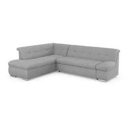 Ecksofa DOMO collection "Mona L-Form" Sofas Gr. B/H/T: 271cm x 80cm x 213cm, Samtoptik, Ottomane links, mit Bettfunktion-ohne Armlehnenfunktion, silberfarben (silber) wahlweise mit Bett- und Armlehnfunktion