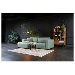 Ecksofa Tom Tailor HOME "HEAVEN STYLE S" Sofas Gr. B/H/T: 242cm x 85cm x 162cm, Struktur fein TBO, Recamiere links, mit Bettfunktion-mit Bettkasten-Metallfuß, grün (mint tbo 53) aus der COLORS COLLECTION, wahlweise mit Bettfunktion & Bettkasten