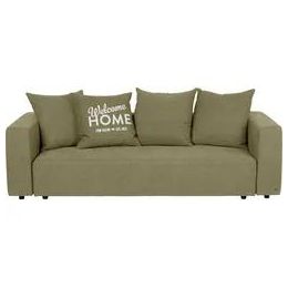 Schlafsofa Tom Tailor HOME "HEAVEN CASUAL SLEEP" Sofas Gr. B/H/T: 244 cm x 85 cm x 112 cm, Struktur grob TCU, mit Bettfunktion-mit Bettkasten, grün (light olive tcu 23) aus der COLORS COLLECTION, inklusive Bettfunktion & Bettkasten