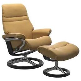 Relaxsessel stressless "Sunrise", gelb (honey), Material Bezug, Ausführung Funktion, Größe B/H/T, Sessel, mit Signature Base, Größe M, Gestell Schwarz