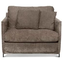 Loveseat furninova "Petito" Sessel Gr. Velours, B/H/T: 103 cm x 82 cm x 102 cm, braun (earth) abnehmbarer Hussenbezug, alle Kissen mit Federn gefüllt, 2 Zierkissen