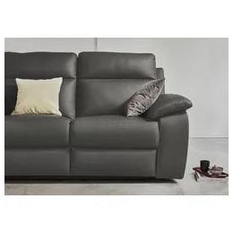 3-Sitzer NICOLETTI HOME Sofas Gr. B/H/T: 203cm x 99cm x 94cm, NaturLEDER TORELLO, ohne Relaxfunktion, grau (dunkelgrau) Breite 203 cm, wahlweise mit oder ohne elektrische Relaxfunktion