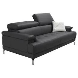 2,5-Sitzer Egoitaliano "Soul, Design und Sitzkomfort auf hohem Niveau, tolle Details" Sofas Gr. B/H/T: 200cm x 76cm x 106cm, Leder BULL, mit Kopfteilverstellung, schwarz inkl. Kopfteilverstellung für noch mehr Komfort, Designfuß