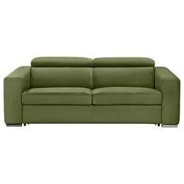 Schlafsofa Egoitaliano "Cabiria, Design und super Sitz- Liegekomfort" Sofas Gr. B/H/T: 226 cm x 97 cm x 103 cm, Luxus-Microfaser, grün (kiwi) Sofa inkl. Schlaffunktion, Kopfteile verstellbar, mit Metallfüßen