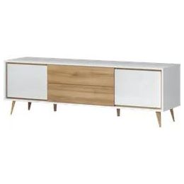 TV-Board Home Affaire "Vida", weiß (crystal weiß, pacific walnut), B:180cm H:58cm T:47cm, Spanplatte, Sideboards, UV lackiert, hochglänzend, Soft-Close und Push-to-open Funktion