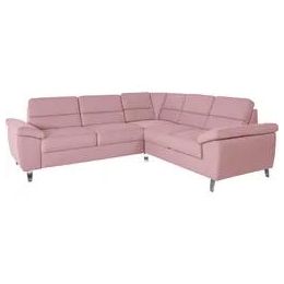 Sit & More Ecksofa SIT & MORE "Sorano L-Form" Sofas Gr. B/H/T: 249cm x 88cm x 229cm, Struktur fein, langer Schenkel links, ohne Funktion, rosa (altrosa) wahlweise mit Bett- und Relaxfunktion, inkl. Bettkasten