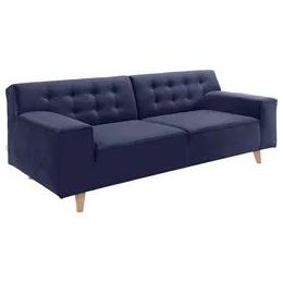 2-Sitzer Tom Tailor HOME "NORDIC CHIC" Sofas Gr. B/H/T: 186cm x 77cm x 91cm, Samtstoff TSV, blau (indigo tsv 6) im Retrolook, Füße Buche natur