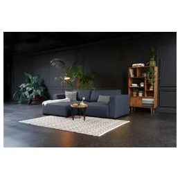 Ecksofa Tom Tailor HOME "HEAVEN STYLE S" Sofas Gr. B/H/T: 242cm x 85cm x 162cm, Struktur fein TBO, Recamiere links, mit Bettfunktion-mit Bettkasten-Kunststofffuß, blau (schwarz navy tbo 6) aus der COLORS COLLECTION, wahlweise mit Bettfunktion & Bettkasten