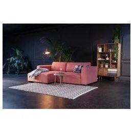 Ecksofa Tom Tailor HOME "HEAVEN STYLE S" Sofas Gr. B/H/T: 242cm x 85cm x 162cm, Struktur grob TCU, Recamiere links, mit Bettfunktion-mit Bettkasten-Kunststofffuß, rot (rich coral tcu 17) aus der COLORS COLLECTION, wahlweise mit Bettfunktion & Bettkasten