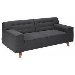 2,5-Sitzer Tom Tailor HOME "NORDIC CHIC" Sofas Gr. B/H/T: 206cm x 77cm x 91cm, Samtstoff STC, schwarz (tarmac stc 19) im Retrolook, Füße Buche natur