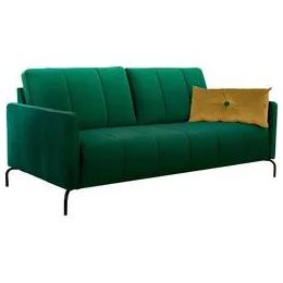 3-Sitzer Inosign "Xeen" Sofas Gr. B/H/T: 205cm x 85cm x 85cm, Samtoptik, grün mit feiner Steppung und Keder