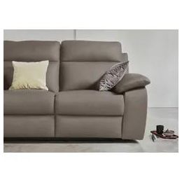 3-Sitzer NICOLETTI HOME Sofas Gr. B/T: 203cm x 94cm, Luxus-Microfaser Wildlederoptik, ohne Relaxfunktion, braun (caribou) Breite 203 cm, wahlweise mit oder ohne elektrische Relaxfunktion