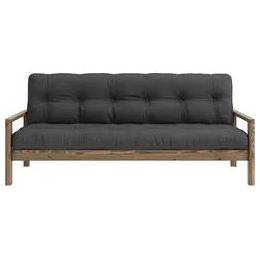 Schlafsofa KARUP DESIGN "KNOB" Sofas Gr. B/H/T: 205cm x 79cm x 95cm, gleichschenklig, Carob Brown lackiert, grau (dunkelgrau) mit Futonmatratze, verschiedene Farben, FSC-zertifiziert, Kiefer