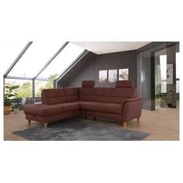 Ecksofa Home Affaire "Palmera L-Form" Sofas Gr. B/H/T: 236 cm x 89 cm x 212 cm, Struktur weich, Ottomane links, ohne Bettfunktion-ohne Bettkasten, rosegold (kupfer) Federkern, wahlweise mit Bettfunktion und mitohne Stauraum