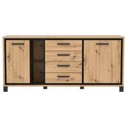 Sideboard FORTE Sideboards Gr. B/H/T: 177,4 cm x 81,3 cm x 41,5 cm, 4 St., schwarz (artisan eiche, eiche) Breite 177 cm