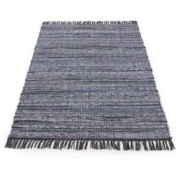 Teppich CarpetFine "Kelim Chindi, Wendeteppich" Teppiche Gr. B: 200 cm 1 St., 6 mm, L: 290 cm, schwarz Fransenteppich handgewebt, Fleckerlteppich mit Fransen, auch vielen in Läufergrößen