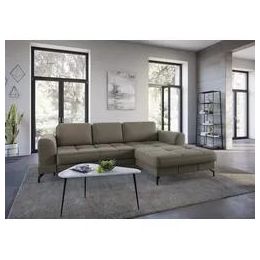 Sit & More Ecksofa SIT & MORE "Bendigo L-Form" Sofas Gr. B/H/T: 284cm x 84cm x 175cm, NaturLEDER, mega-Recamiere rechts, mit schwarzem Nickelfuß, braun (schlamm) inklusive Sitztiefenverstellung, Bodenfreiheit 12 cm, in 2 Fußfarben