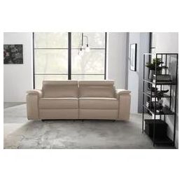 3-Sitzer NICOLETTI HOME "Seattle" Sofas Gr. B/H/T: 205cm x 84cm x 99cm, Luxus-Microfaser Wildlederoptik, ohne Relaxfunktion, beige Breite 205 cm, wahlweise mit Relaxfunktion, Kopfteilverstellung