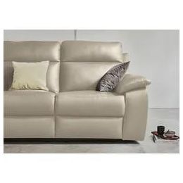 3-Sitzer NICOLETTI HOME Sofas Gr. B/H/T: 203cm x 99cm x 94cm, NaturLEDER TORELLO, ohne Relaxfunktion, grau (fango) Breite 203 cm, wahlweise mit oder ohne elektrische Relaxfunktion