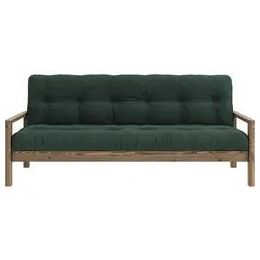 Schlafsofa KARUP DESIGN "KNOB" Sofas Gr. B/H/T: 205cm x 79cm x 95cm, gleichschenklig, Carob Brown lackiert, blau (pale blau) mit Futonmatratze, verschiedene Farben, FSC-zertifiziert, Kiefer