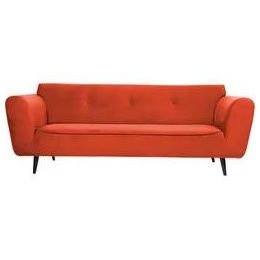 2-Sitzer Tom Tailor HOME "NEW WAVE CHIC" Sofas Gr. B/H/T: 219cm x 81cm x 91cm, Samtstoff TSV, orange (saffron tsv 17) mit Knöpfen im Rücken, Breite 219 cm