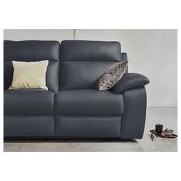 3-Sitzer NICOLETTI HOME Sofas Gr. B/H/T: 203cm x 99cm x 94cm, NaturLEDER TORELLO, ohne Relaxfunktion, blau (dunkelblau) Breite 203 cm, wahlweise mit oder ohne elektrische Relaxfunktion