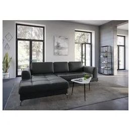 Sit & More Ecksofa SIT&MORE "Bendigo L-Form" Sofas Gr. B/H/T: 284 cm x 84 cm x 175 cm, NaturLEDER, mega-Recamiere links, mit satiniertem Nickelfuß, schwarz inklusive Sitztiefenverstellung, Bodenfreiheit 12 cm, in 2 Fußfarben