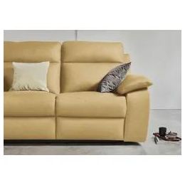 3-Sitzer NICOLETTI HOME Sofas Gr. B/T: 203cm x 94cm, Luxus-Microfaser Wildlederoptik, ohne Relaxfunktion, gelb (senf) Breite 203 cm, wahlweise mit oder ohne elektrische Relaxfunktion