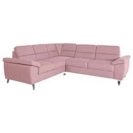 Sit & More Ecksofa SIT & MORE "Sorano L-Form" Sofas Gr. B/H/T: 249cm x 88cm x 229cm, Struktur fein, langer Schenkel rechts, ohne Funktion, rosa (altrosa) wahlweise mit Bett- und Relaxfunktion, inkl. Bettkasten