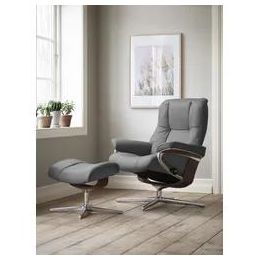 Relaxsessel stressless "Mayfair" Sessel Gr. Microfaser DINAMICA, Cross Base Braun, Relaxfunktion-Drehfunktion-PlusTMSystem-Gleitsystem-BalanceAdaptTM, B/H/T: 83cm x 102cm x 74cm, grau (dark grey dinamica) mit Hocker, Cross Base, Größe S, M & L, Holzakzent Braun