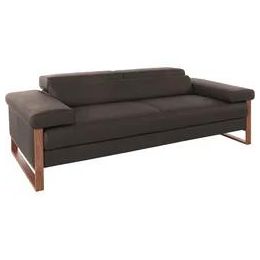 2,5-Sitzer W.Schillig "finn" Sofas Gr. B/H/T: 230cm x 71cm x 106cm, Longlife Xtra-Leder Z59, ohne Kopfteilverstellung-mit motorischer Sitztiefenverstellung, braun (braun z59) German Design Award 2016, Fußgestell Nussbaum natur, Breite 230 cm