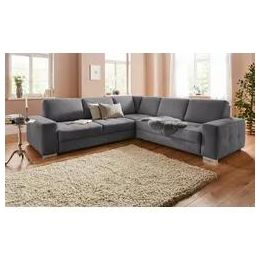 Sit & More Ecksofa SIT & MORE "Santorini L-Form" Sofas Gr. B/H/T: 276cm x 82cm x 271cm, Luxus-Microfaser, langer Schenkel links, mit Sitztiefenverstellung, grau mit Federkern und Sitztiefenverstellung, wahlweise Bettfunktion