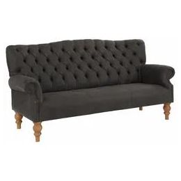 Chesterfield-Sofa Home Affaire "Lord" Sofas Gr. B/H/T: 188cm x 93cm x 84cm, Luxus-Microfaser Lederoptik, grau (anthrazit) mit echter Chesterfield-Knopfheftung und Ziernägeln