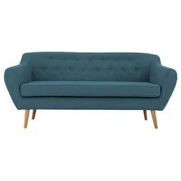 3-Sitzer Andas "Renne" Sofas Gr. B/H/T: 178cm x 78cm x 73cm, Struktur, blau (petrol) mit Heftung im Rücken skandinavischem Stil