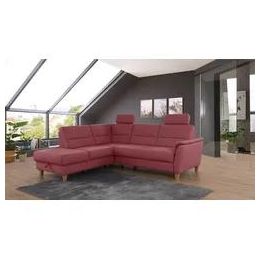 Ecksofa Home Affaire "Palmera L-Form" Sofas Gr. B/H/T: 236 cm x 89 cm x 212 cm, Struktur weich, Ottomane links, ohne Bettfunktion-ohne Bettkasten, lila (chianti) Federkern, wahlweise mit Bettfunktion und mitohne Stauraum