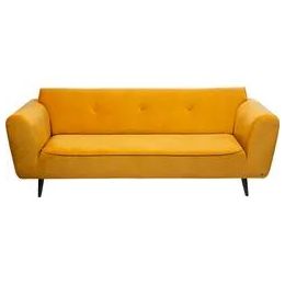 2-Sitzer Tom Tailor HOME "NEW WAVE CHIC" Sofas Gr. B/H/T: 193cm x 81cm x 91cm, Samtstoff TSV, gelb (ochre tsv 5) mit Knöpfen im Rücken, Breite 193 cm