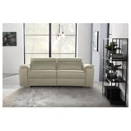 3-Sitzer NICOLETTI HOME "Seattle" Sofas Gr. B/H/T: 205cm x 84cm x 99cm, Dickleder, ohne Relaxfunktion, grau (fango) Breite 205 cm, wahlweise mit Relaxfunktion, Kopfteilverstellung