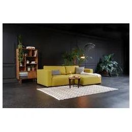 Ecksofa Tom Tailor HOME "HEAVEN STYLE S" Sofas Gr. B/H/T: 242cm x 85cm x 162cm, Struktur fein TBO, Recamiere rechts, mit Bettfunktion-mit Bettkasten-Kunststofffuß, gelb (mustard tbo 5) aus der COLORS COLLECTION, wahlweise mit Bettfunktion & Bettkasten