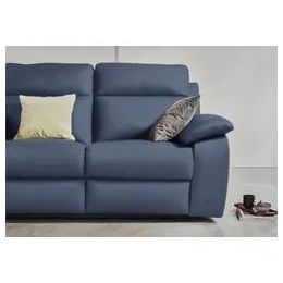 3-Sitzer NICOLETTI HOME Sofas Gr. B/T: 203cm x 94cm, Luxus-Microfaser Wildlederoptik, ohne Relaxfunktion, blau Breite 203 cm, wahlweise mit oder ohne elektrische Relaxfunktion