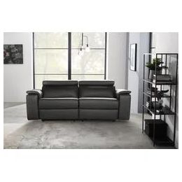 3-Sitzer NICOLETTI HOME "Seattle" Sofas Gr. B/H/T: 205cm x 84cm x 99cm, Dickleder, ohne Relaxfunktion, grau (dunkelgrau) Breite 205 cm, wahlweise mit Relaxfunktion, Kopfteilverstellung