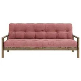 Schlafsofa KARUP DESIGN "KNOB" Sofas Gr. B/H/T: 205cm x 79cm x 95cm, gleichschenklig, Carob Brown lackiert, rosa (sorbet pink) mit Futonmatratze, verschiedene Farben, FSC-zertifiziert, Kiefer