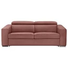 Schlafsofa Egoitaliano "Cabiria, Design und super Sitz- Liegekomfort" Sofas Gr. B/H/T: 226 cm x 97 cm x 103 cm, Luxus-Microfaser, braun (cedar wood) Sofa inkl. Schlaffunktion, Kopfteile verstellbar, mit Metallfüßen