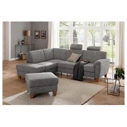 Ecksofa Home Affaire "Alta L-Form", grau, B:250cm H:89cm T:201cm, Struktur ( 100% Polyester), Struktur fein ( 100% Polyester), Luxus-Microfaser ALTARA NUBUCK (100% Polyester), Sofas, mit Federkern und Kontrastnaht, Füße Buche eichefarben