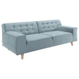 2-Sitzer Tom Tailor HOME "NORDIC CHIC" Sofas Gr. B/H/T: 186cm x 77cm x 91cm, Samtstoff TSV, blau (sky tsv 13) im Retrolook, Füße Buche natur