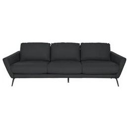 Big-Sofa W.Schillig "softy" Sofas Gr. B/H/T: 254cm x 79cm x 113cm, Longlife Xtra-Leder Z59, schwarz (schwarz z59) mit dekorativer Heftung im Sitz, Füße pulverbeschichtet